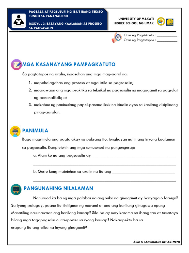 Module-3-Proseso Sa Pagsasalin | PDF