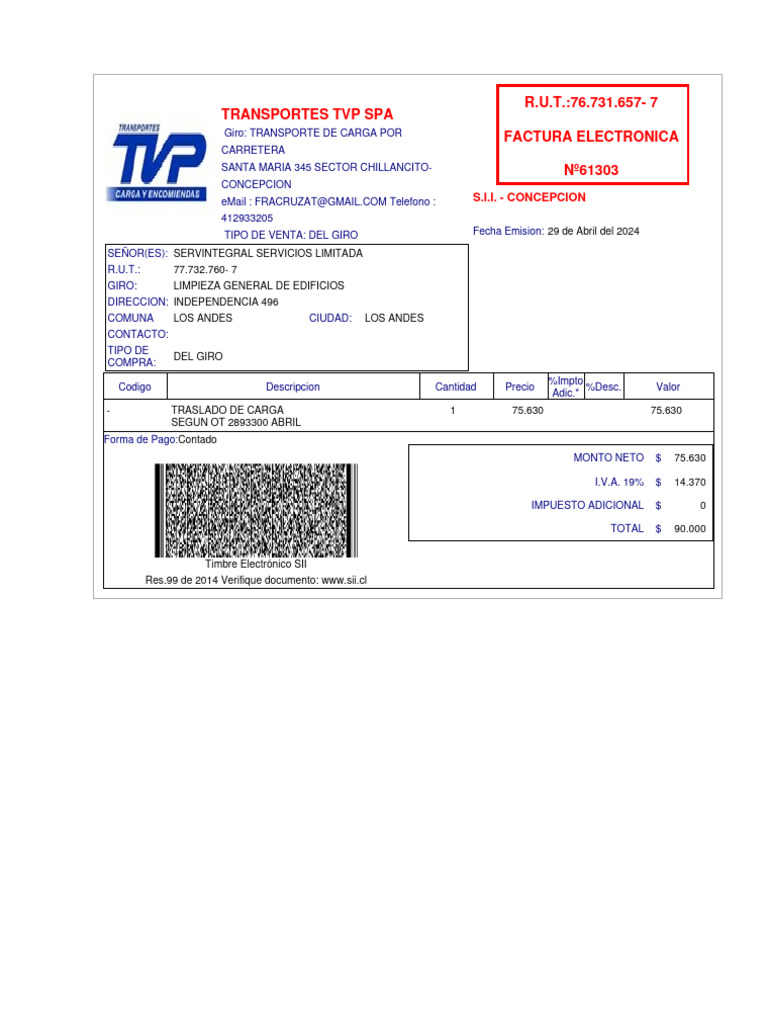 Servintegral Servicios Limitada-61303 | PDF