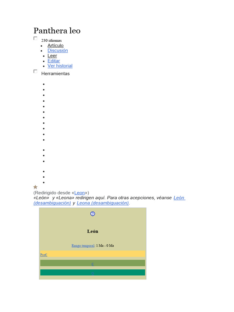 Panthera Leo | PDF | León | Zoología