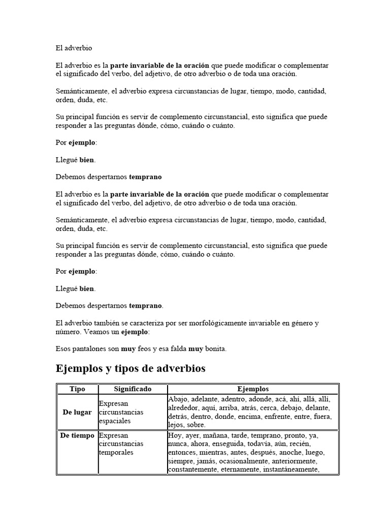 El Adverbio | PDF | Adverbio | Adjetivo