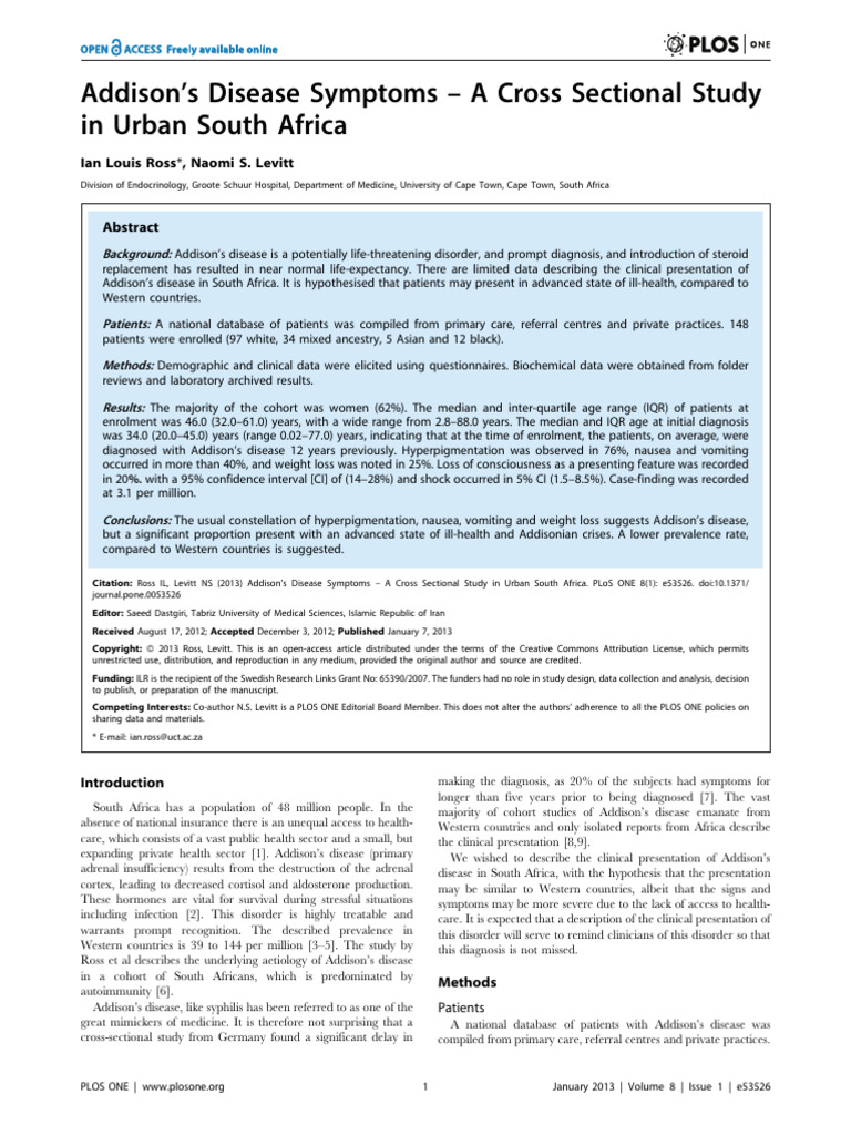 Artigo Doenca de Addison | PDF | Thyroid Stimulating Hormone | Diseases And Disorders