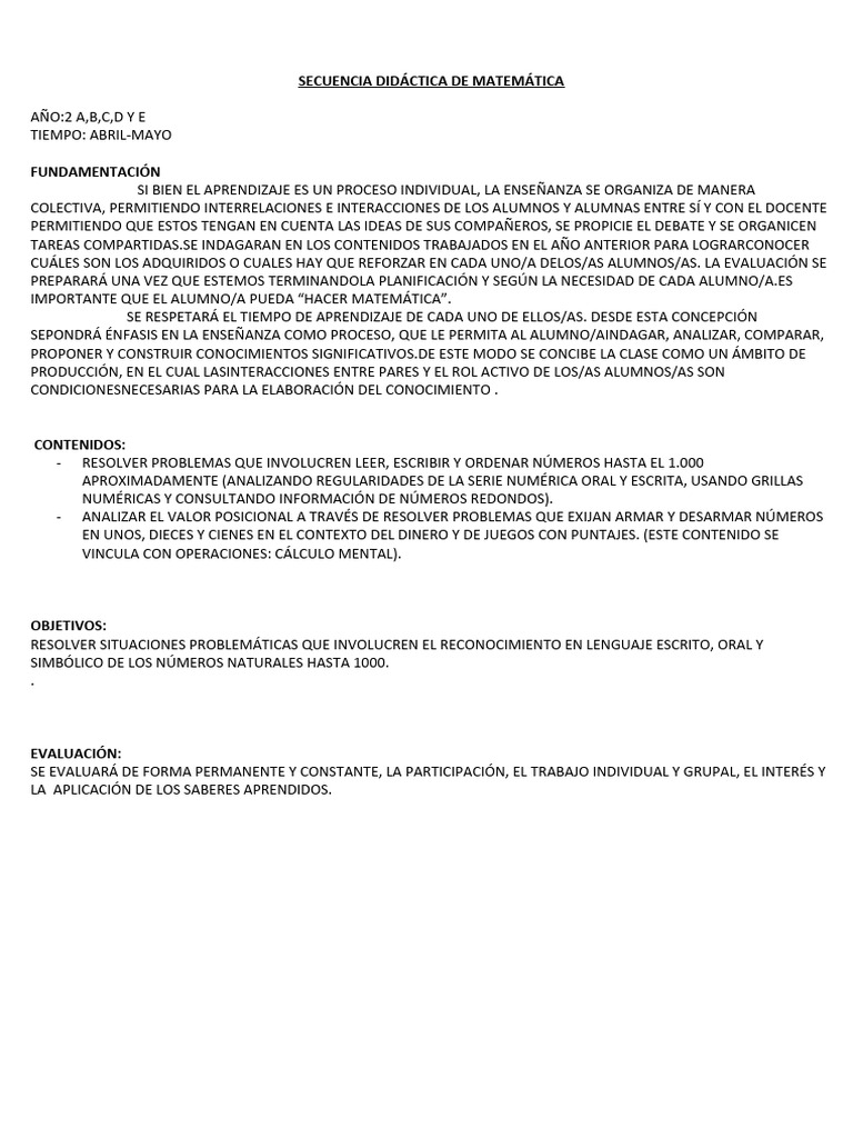 Secuencia Matematica Los Cienes | Descargar gratis PDF | Aprendizaje ...