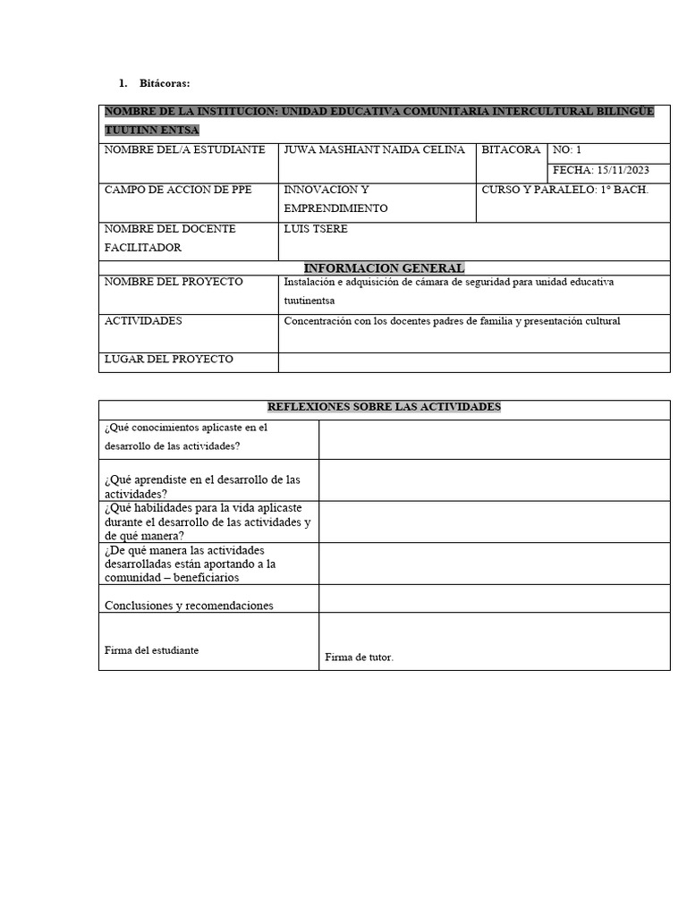 Bitácoras 2024 | PDF