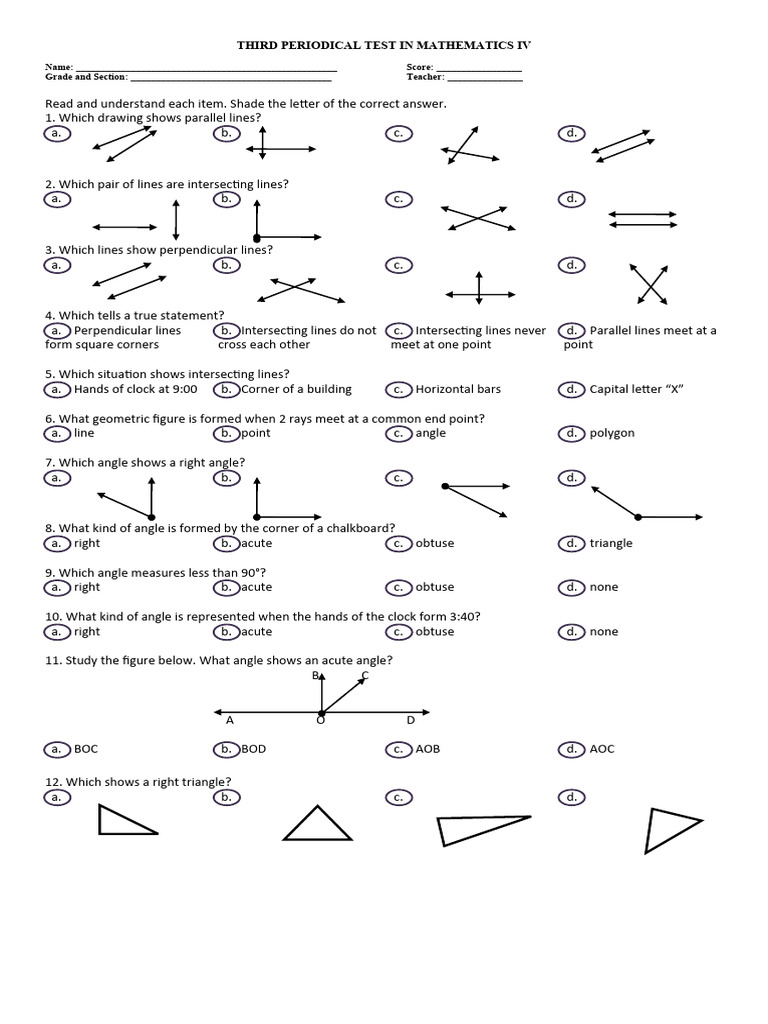 Grade 4 Math Periodical Test III | PDF | Rectangle | Triangle