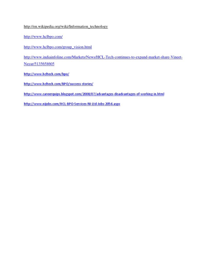 HCL Bpo Project | Download Free PDF | Business Process Outsourcing ...