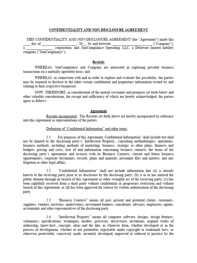 Confidentiality & NDA Agreement | PDF | Non Disclosure Agreement ...