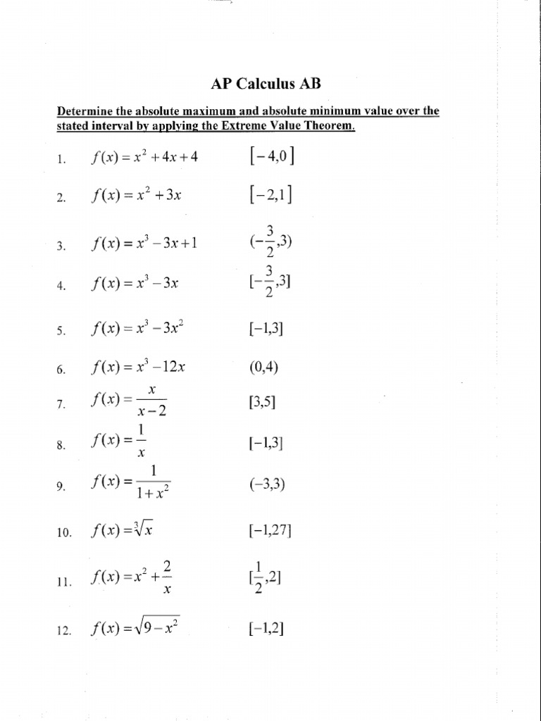 Extreme Value Theorem Q | PDF Extreme Value Theorem Q | PDF