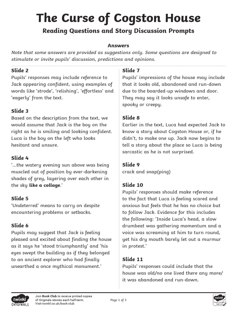 Cogston House Story Discussion Guide | PDF