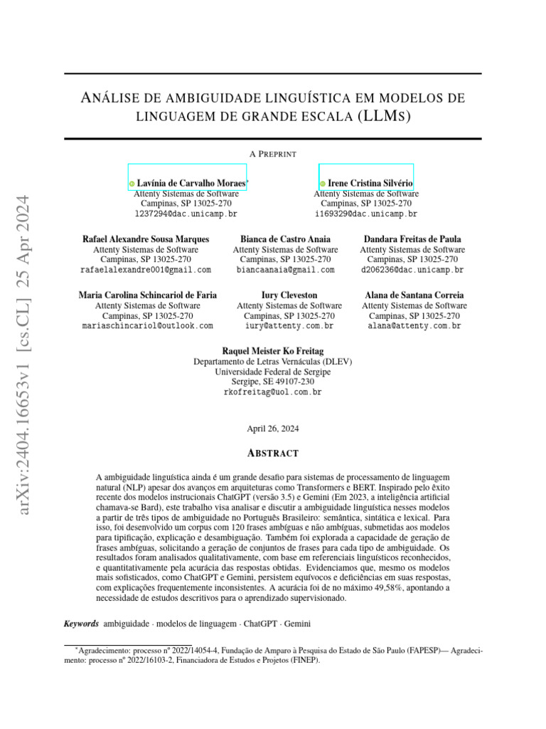 ANÁLISE DE AMBIGUIDADE LINGUÍSTICA EM MODELOS DE LINGUAGEM DE GRANDE ...