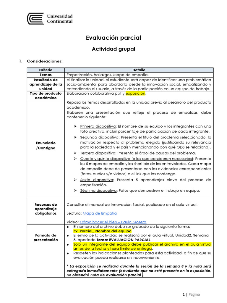 Consigna - Rúbrica Evaluación Parcial | PDF | Evaluación | Cognición