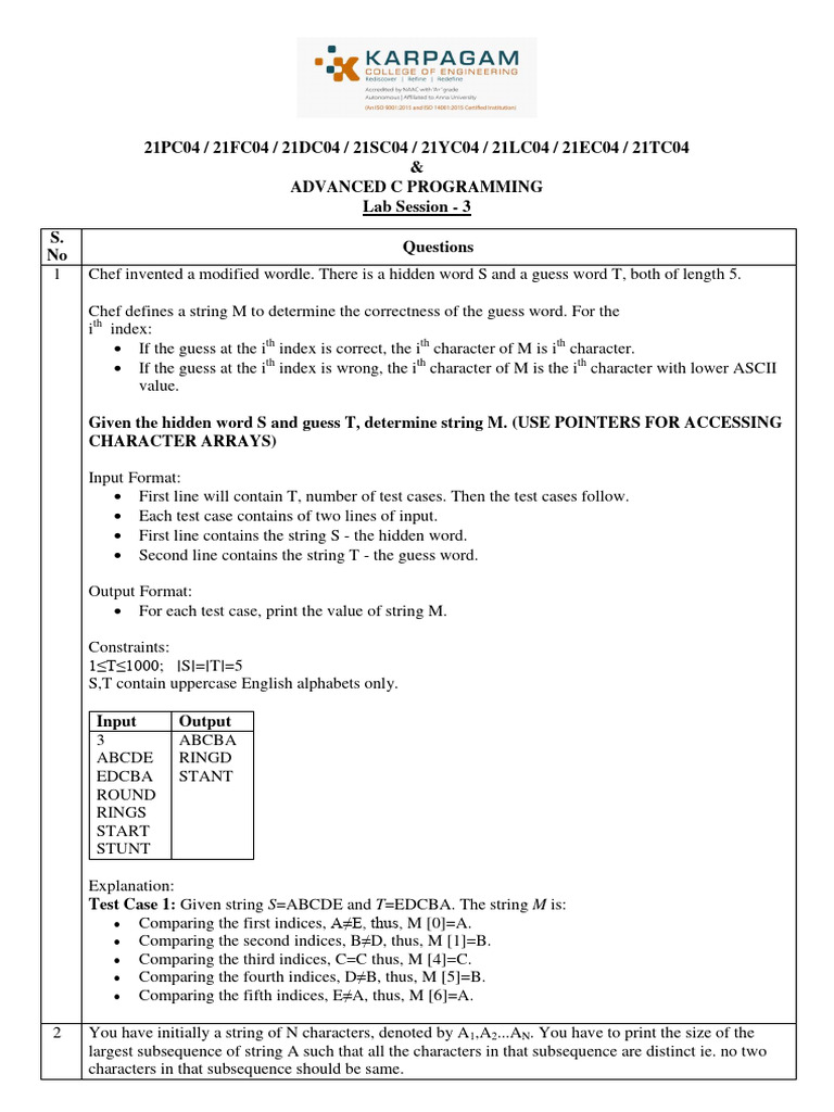 ACP Lab Session 3 Questions | PDF | String (Computer Science) | Computer Science