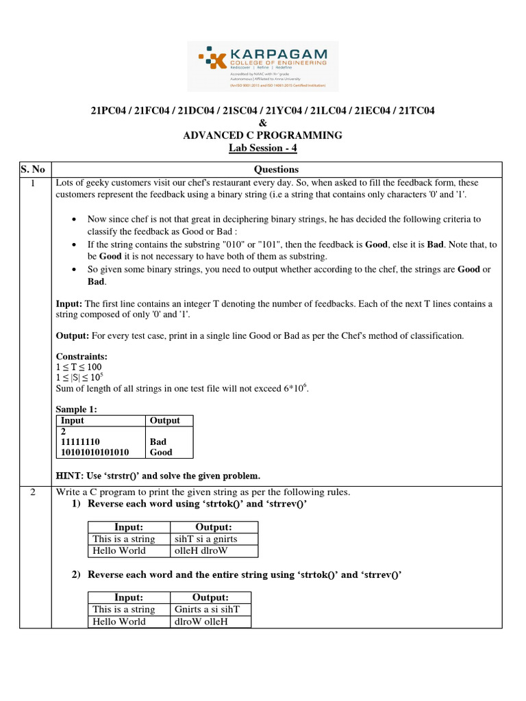 ACD Lab Session 4 Questions | PDF | String (Computer Science ...
