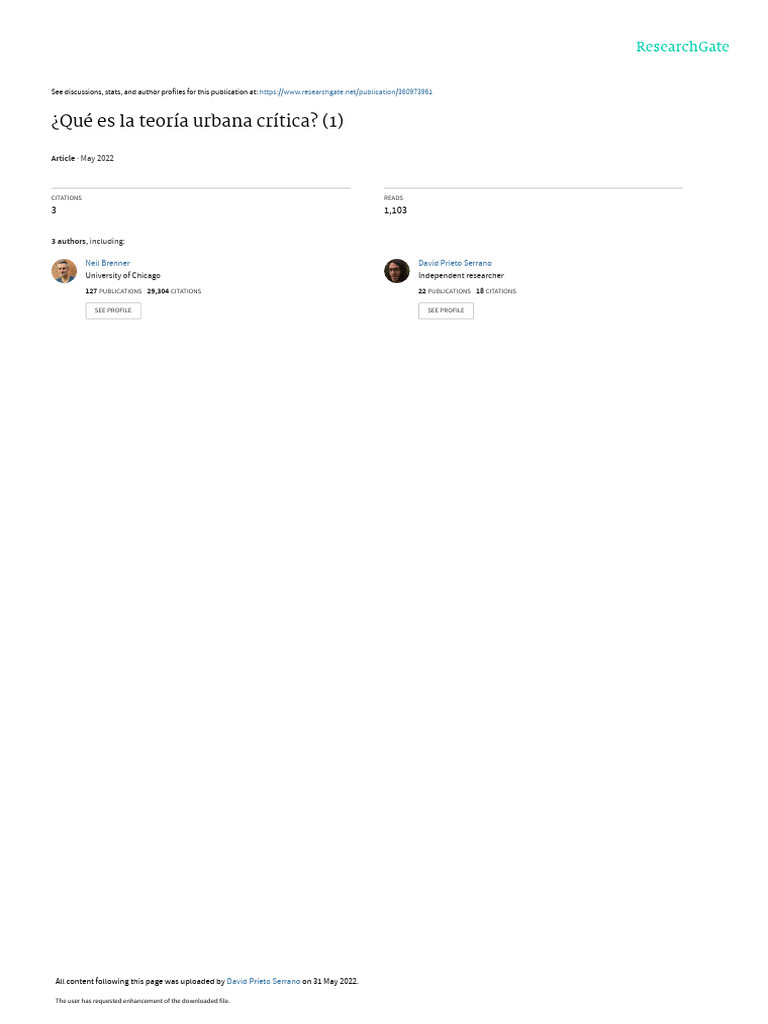 Neil Brenner Que Es La Teoria Urbana Cri | Descargar gratis PDF | La ...