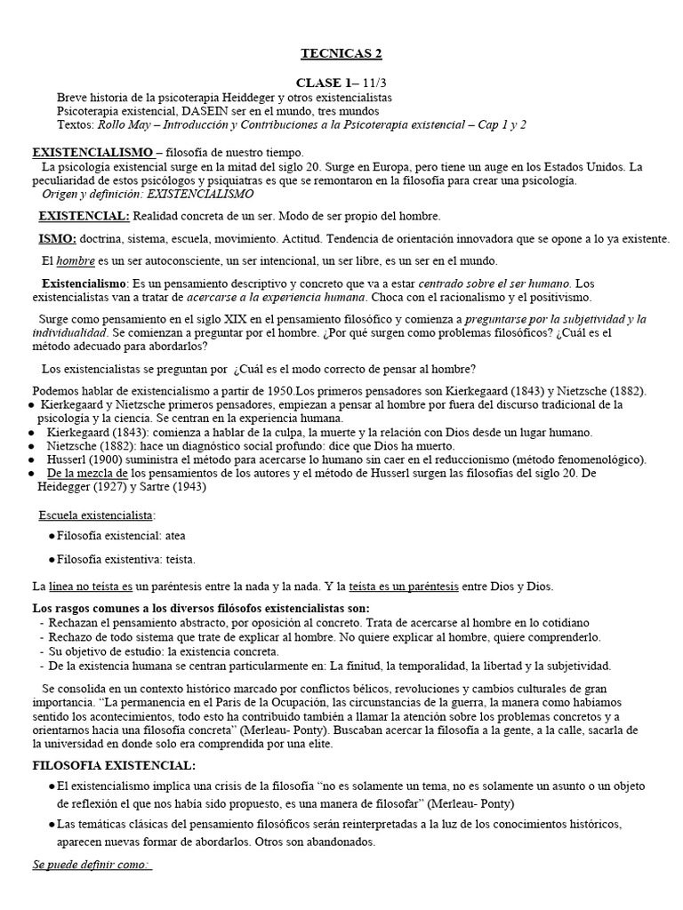 Resumen Final Tec. II - MM | PDF | Existencialismo | Existencia