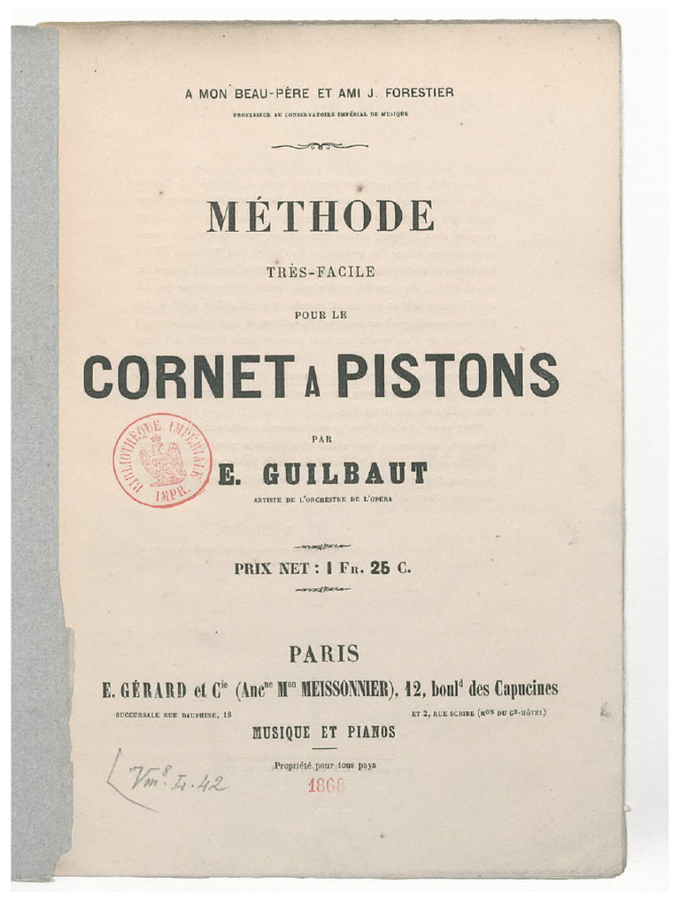 Guilbaut, Méthode Très-Facile Pour Le Cornet À Pistons | PDF