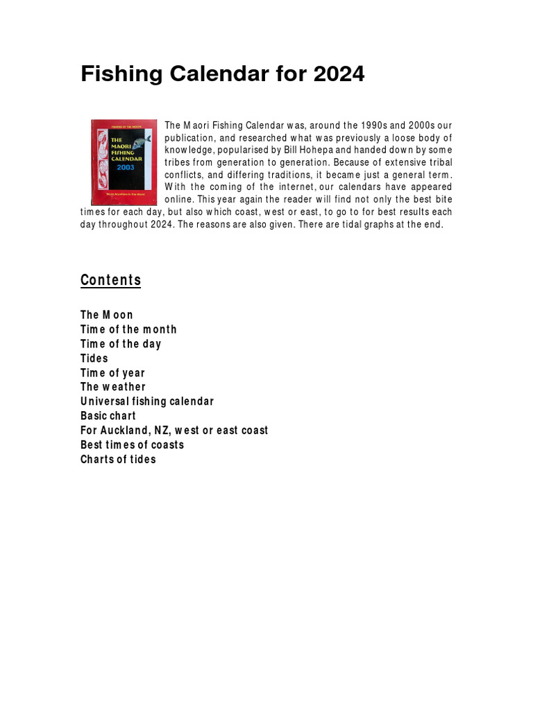 Fishing Calendar For 2024 | PDF | Tide | Sea