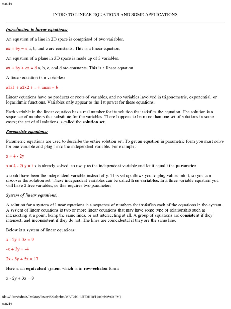 Linear Algebra Notes | PDF | Matrix (Mathematics) | Determinant