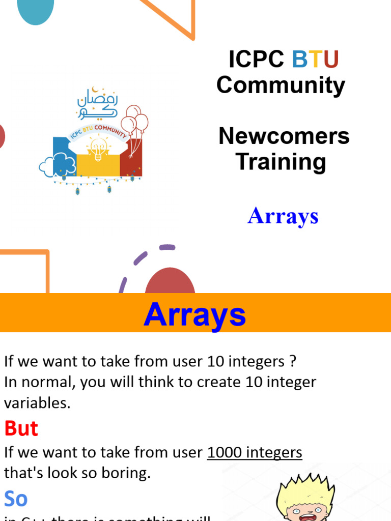 3 Arrays 1 Pdf Integer Computer Science Namespace