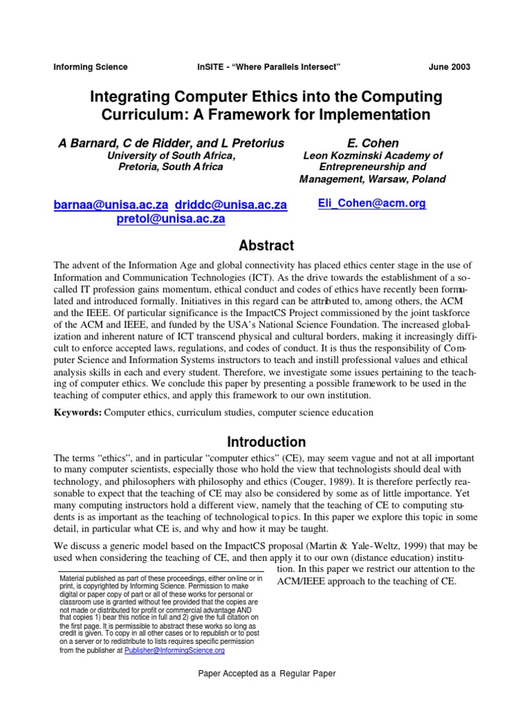 Ethics Questions | PDF | Curriculum | Computer Science