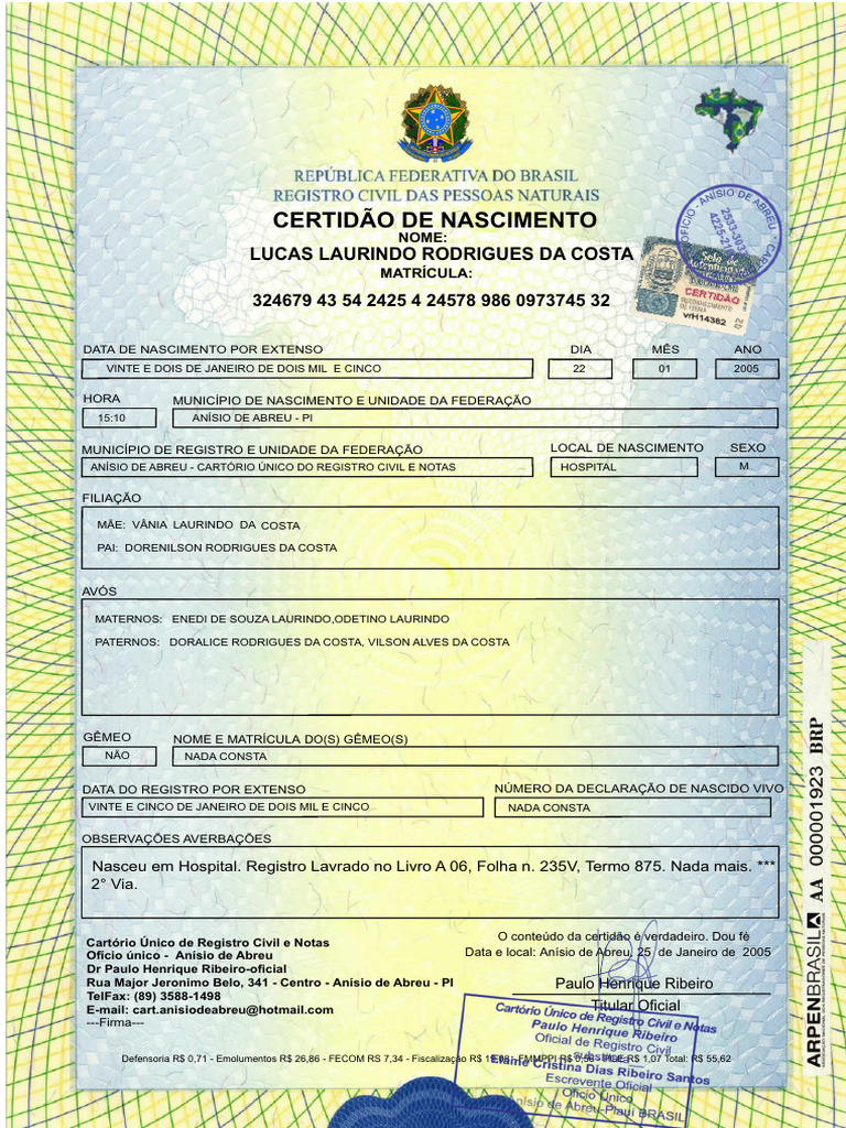 Certidão Selo e Carimbo | PDF