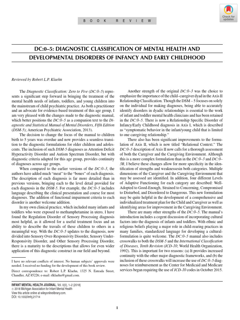 DC 0 5 Diagnostic Classification of Ment | PDF | Diagnostic And ...