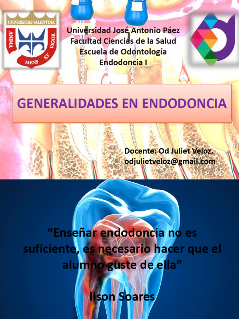 Generalidades en Endodoncia Od Juliet Veloz | PDF | Odontología | Anatomia dental