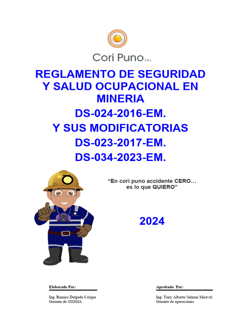 D.S.N°024-2016-EM ACTUALIZADO DS-034-2023-EM v01 | PDF | Minería | Seguridad y salud ocupacional