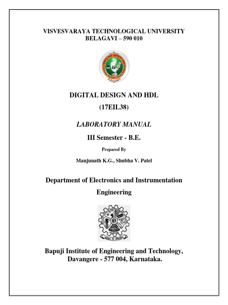 Digital Design and HDL Lab Manual - Merged | PDF | Logic Gate | Digital Electronics