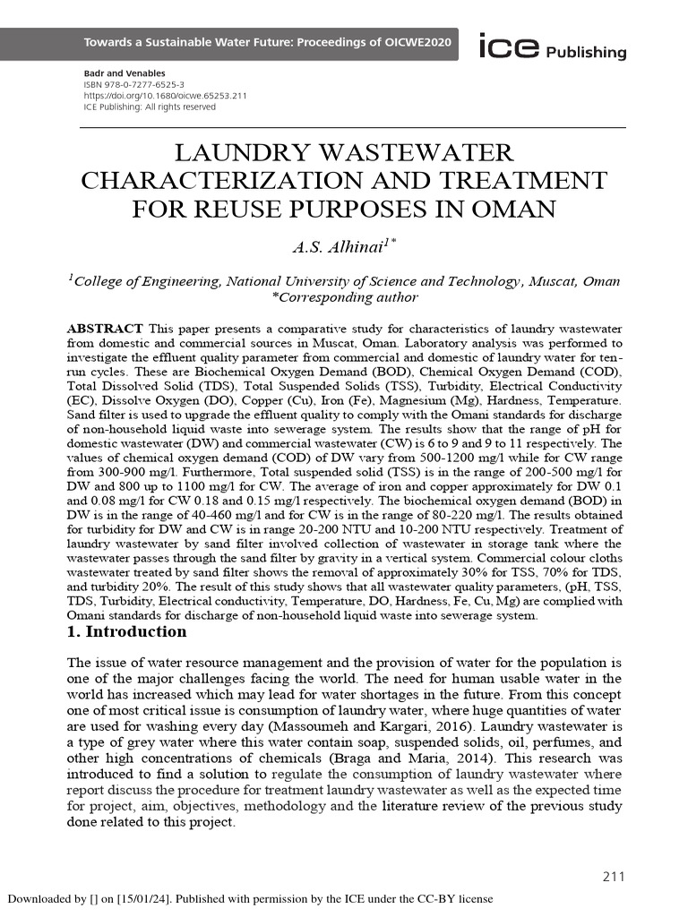 Laundry Wastewater | PDF | Sewage | Membrane