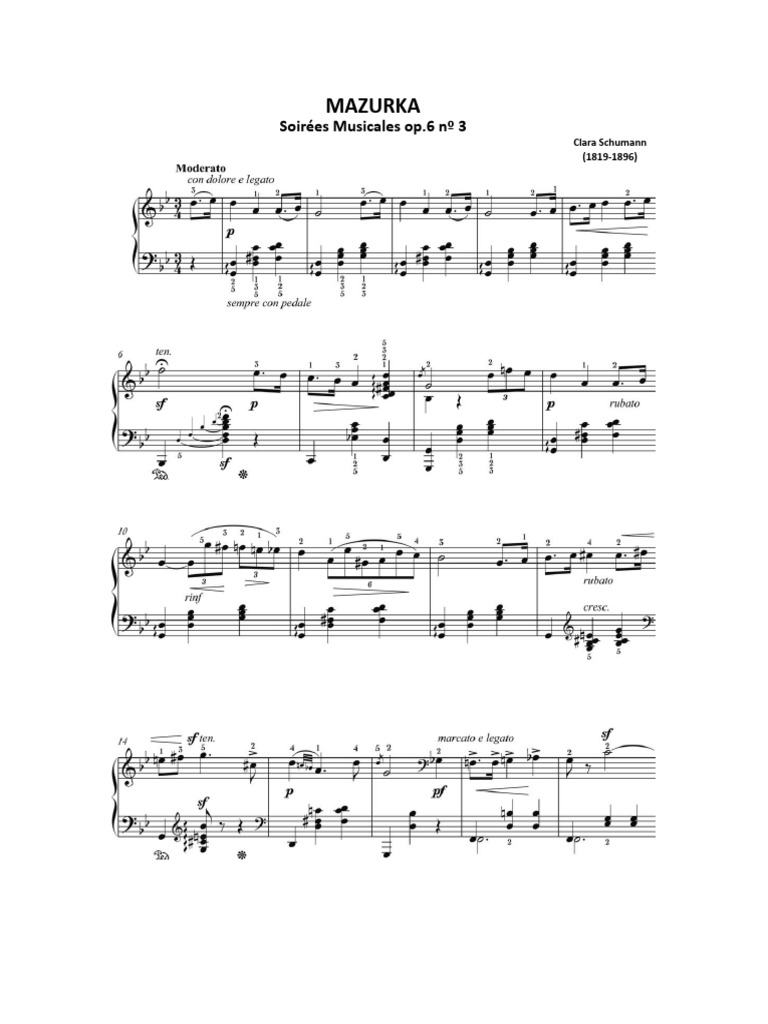 C.schumann Mazurka Op.6 No.3 | PDF