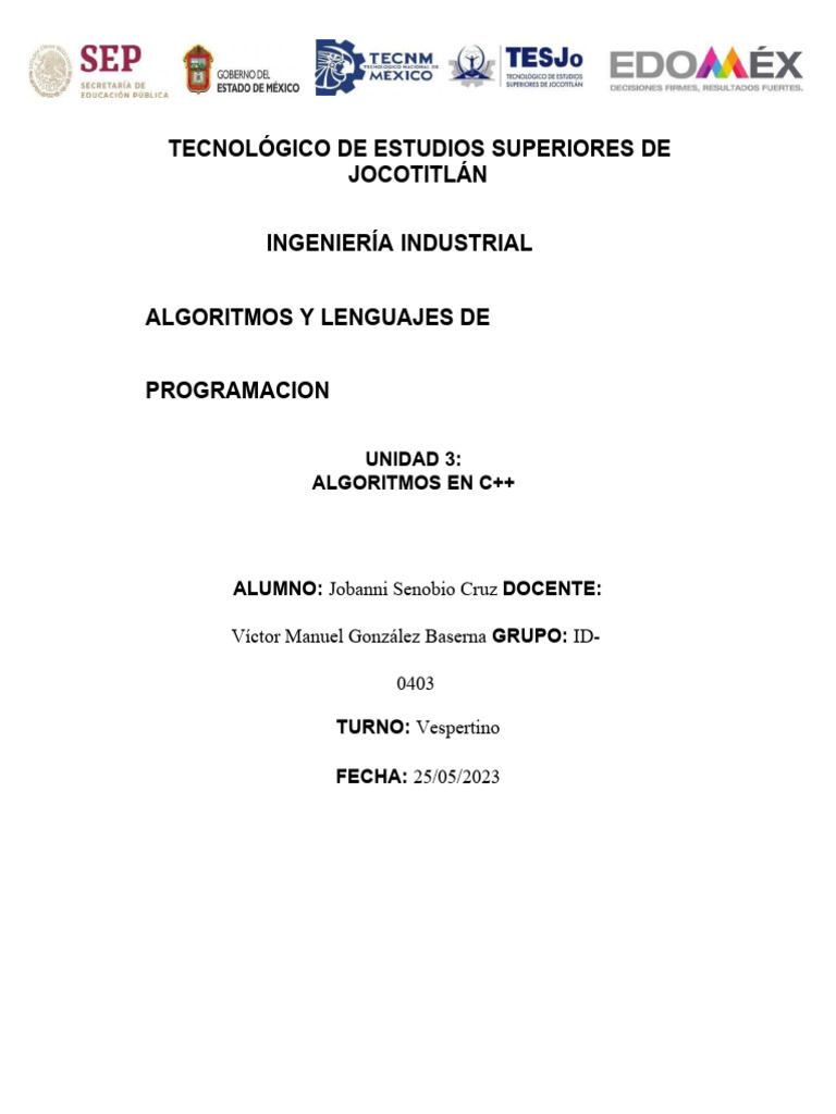 Algoritmos Caratula | PDF | C ++ | Lenguaje de programación