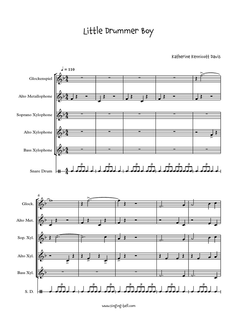 Little Drummer Boy Orff Sheet Music Singing Bell | PDF