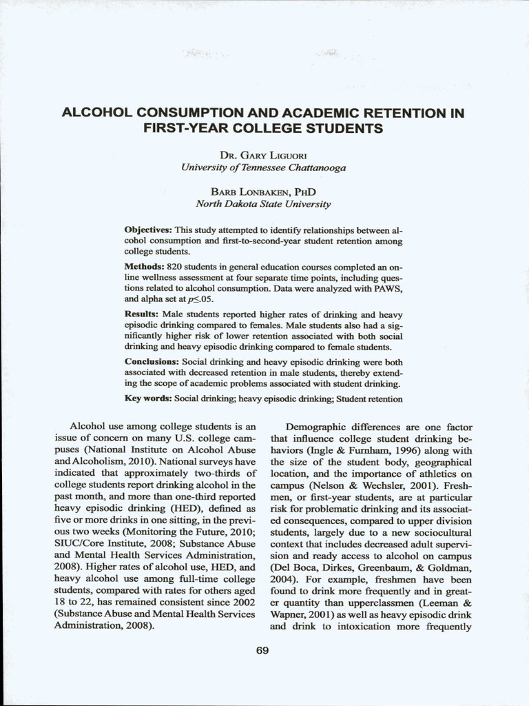 Alcohol and Retention | PDF | Alcoholism | Substance Abuse