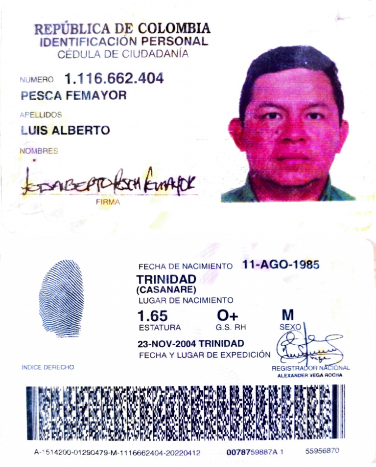 Cédula de Ciudadanía Colombiana | PDF