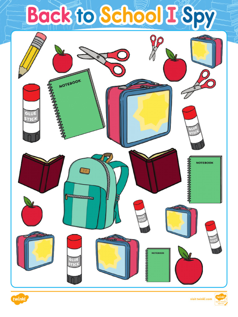 Color Back To School I Spy Activity | PDF