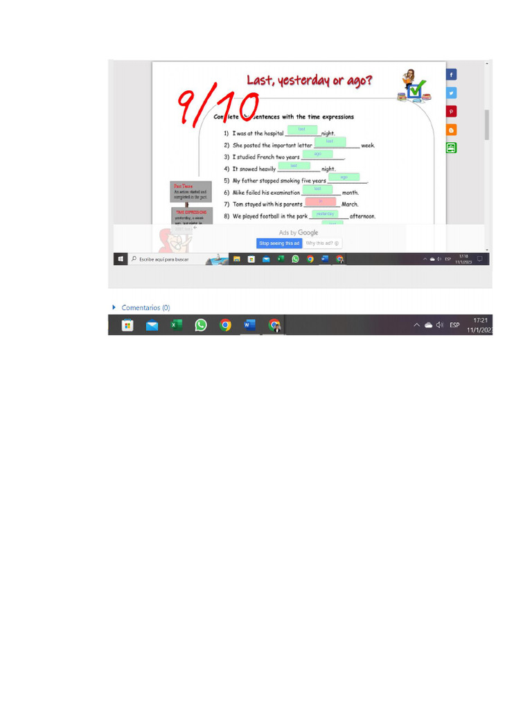 8 Unit 2 Grammar Past Time Expressions | PDF