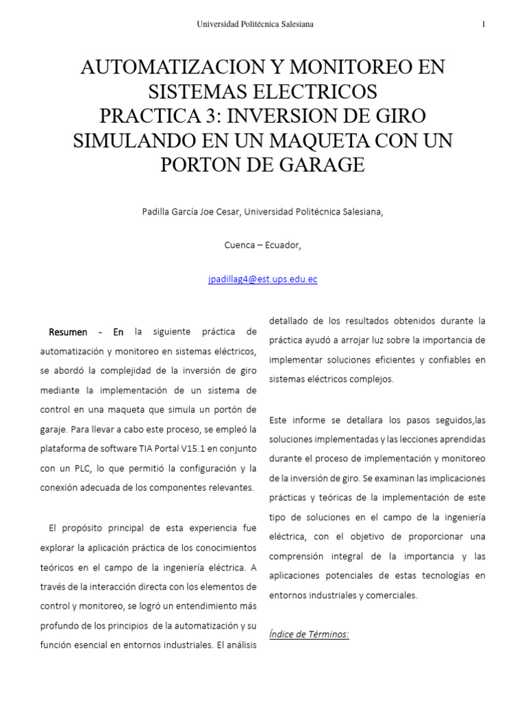 Automatizacion y Monitoreo en Sistemas Electricos Inversion de Giro ...
