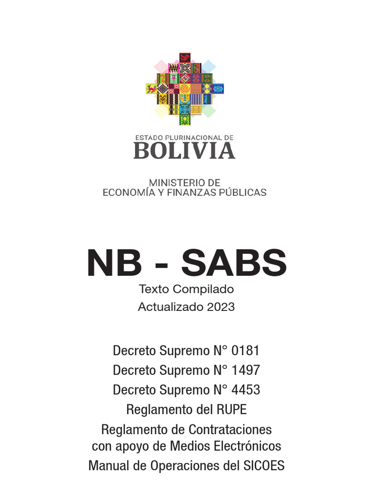 NB Sabs DS 0181 Compilado 2023 06.11.23 | PDF | Administración Pública | Regulación