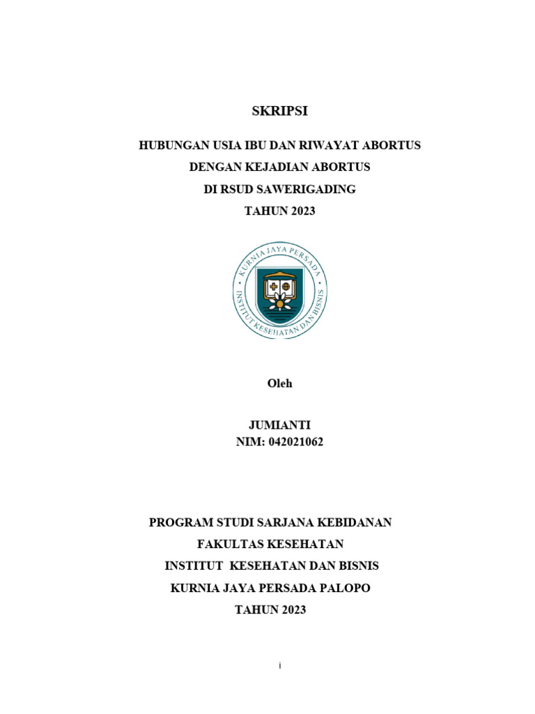 Usia Ibu & Abortus di RSUD 2023 | PDF