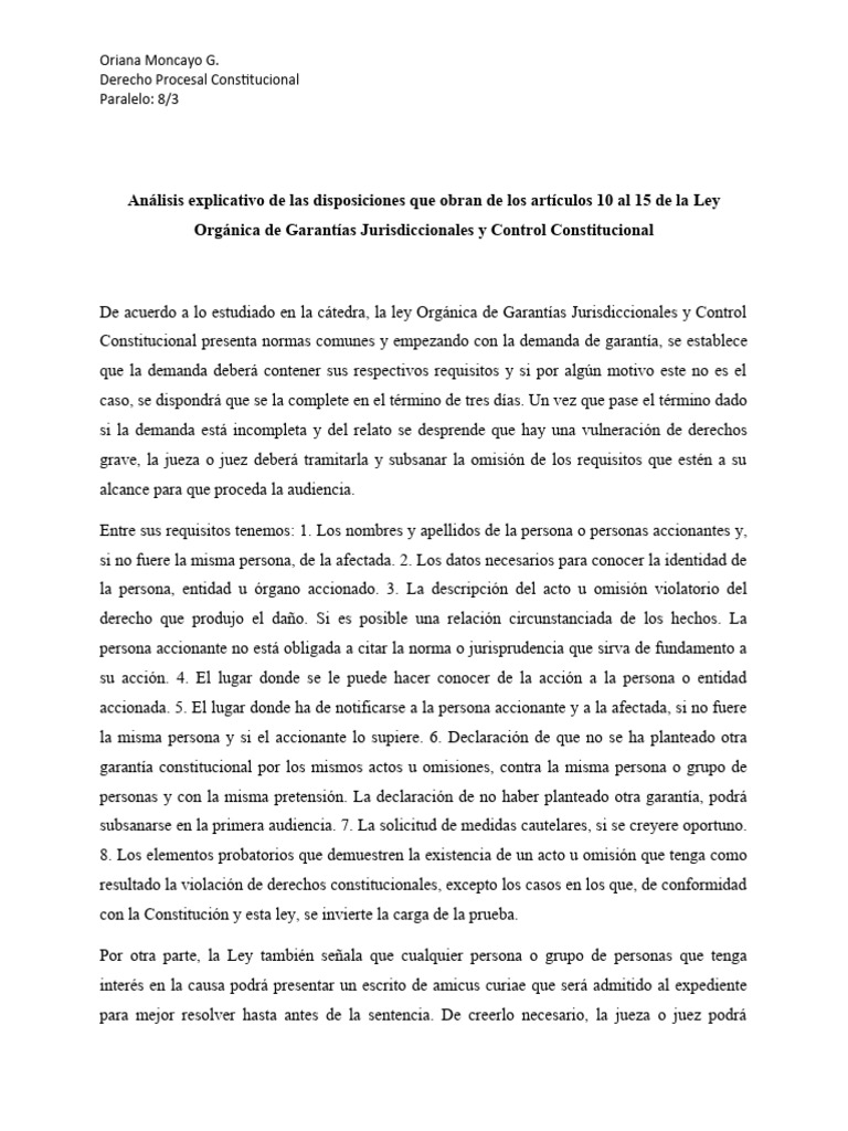 Análisis Explicativo de Las Disposiciones Que Obran de Los Artículos 10 Al 15 de La | Descargar ...
