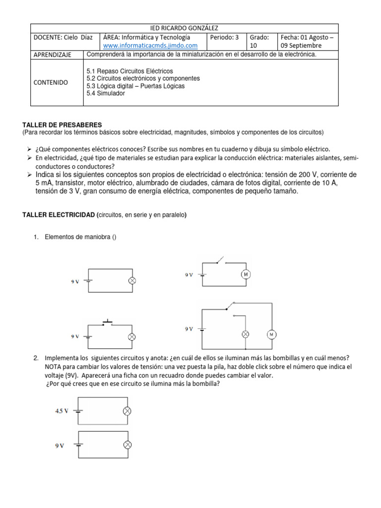 Taller de Electricidad y Electrónica | PDF | Red eléctrica | Electrónica
