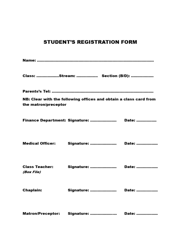 STUDENT's Registration Form | PDF STUDENT's Registration Form | PDF