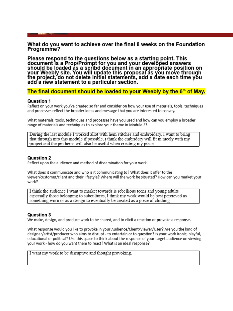 trad goth project proposal | PDF | Embroidery | Textiles