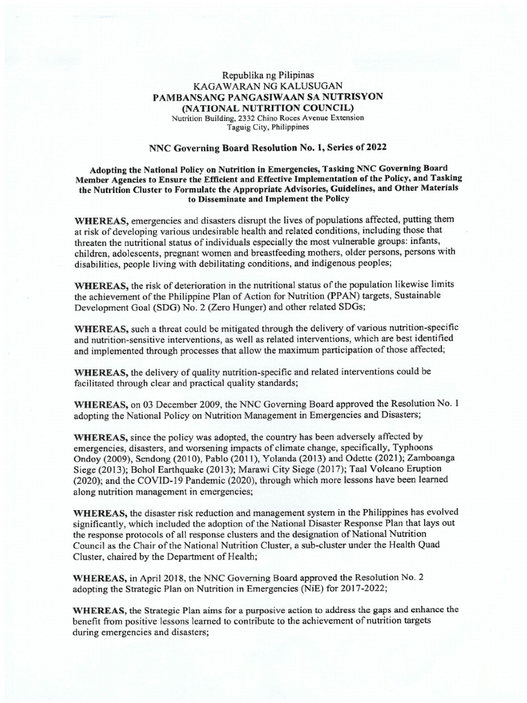 NNC GB Resolution No. 1 S. 2022 - National Policy On NiE | PDF