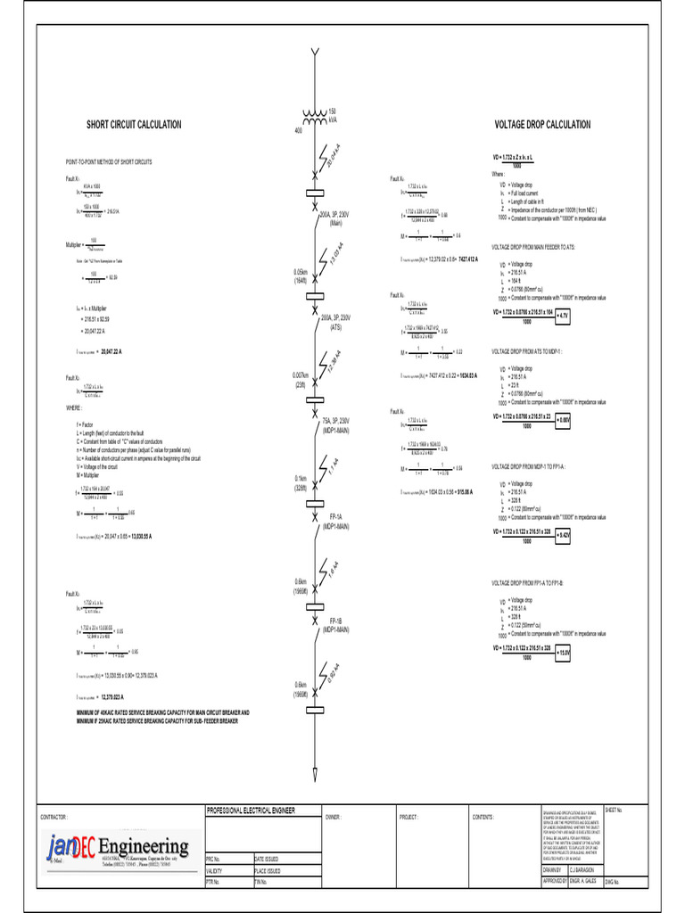 Short Circuit & Voltage Drop Calculations | PDF | Electrical Impedance ...
