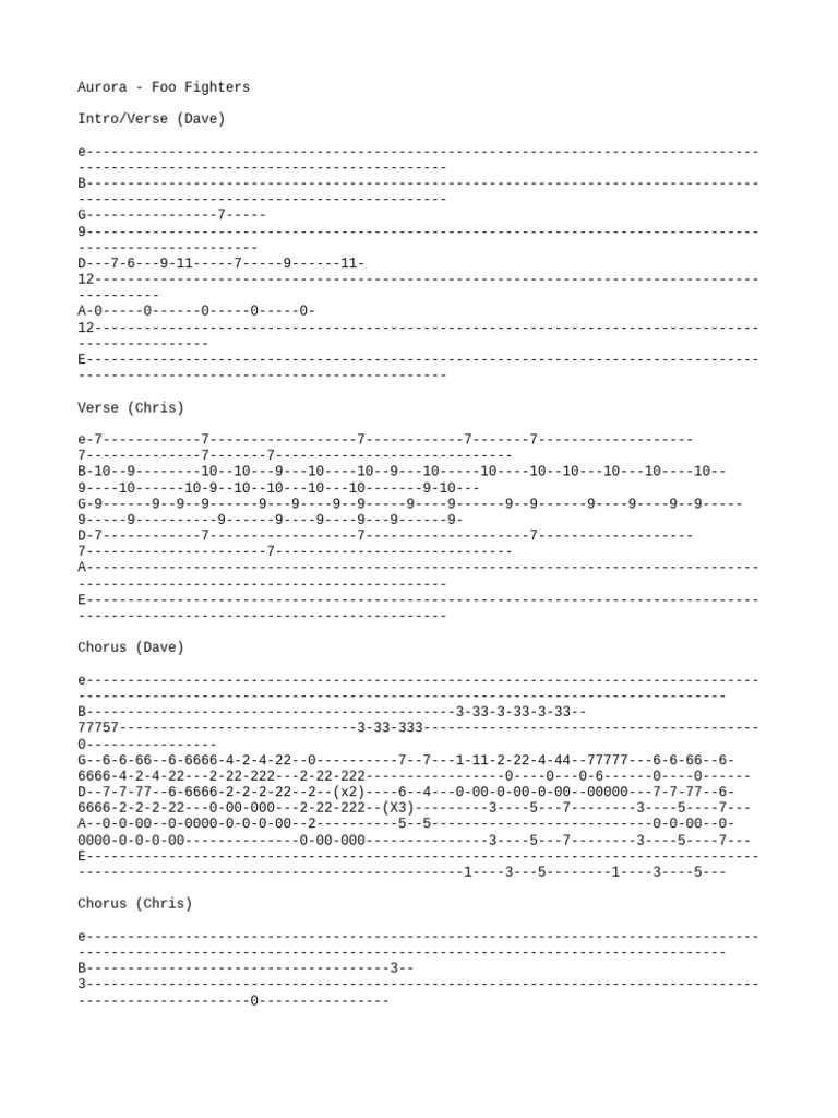 Aurora - Foo Fighters | PDF