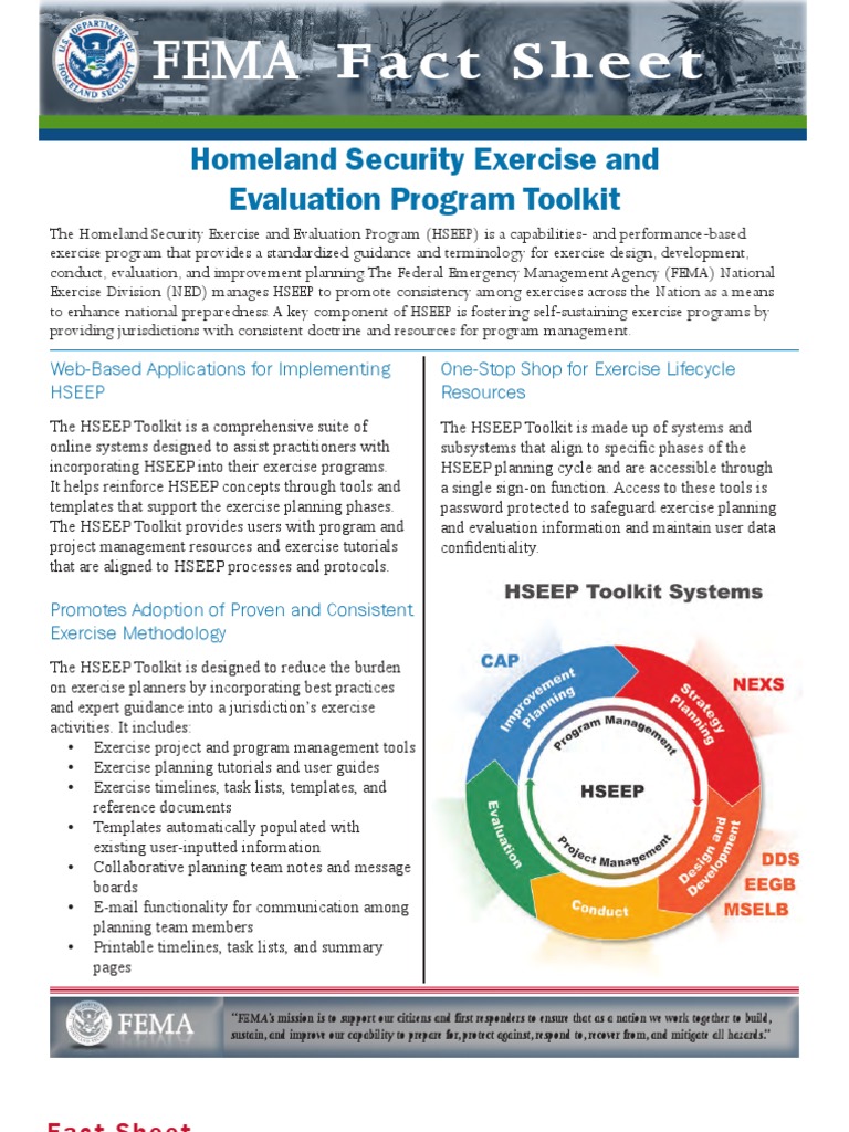 HSEEP Toolkit Fact Sheet | United States Department Of Homeland ...