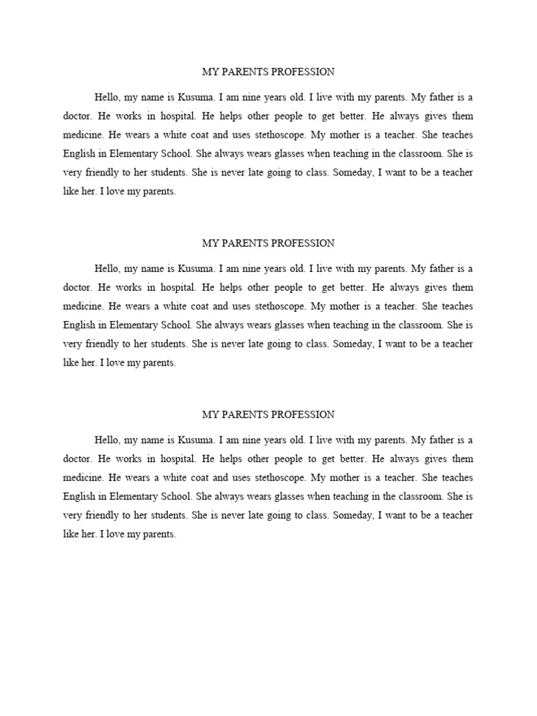 My Parents' Jobs | PDF