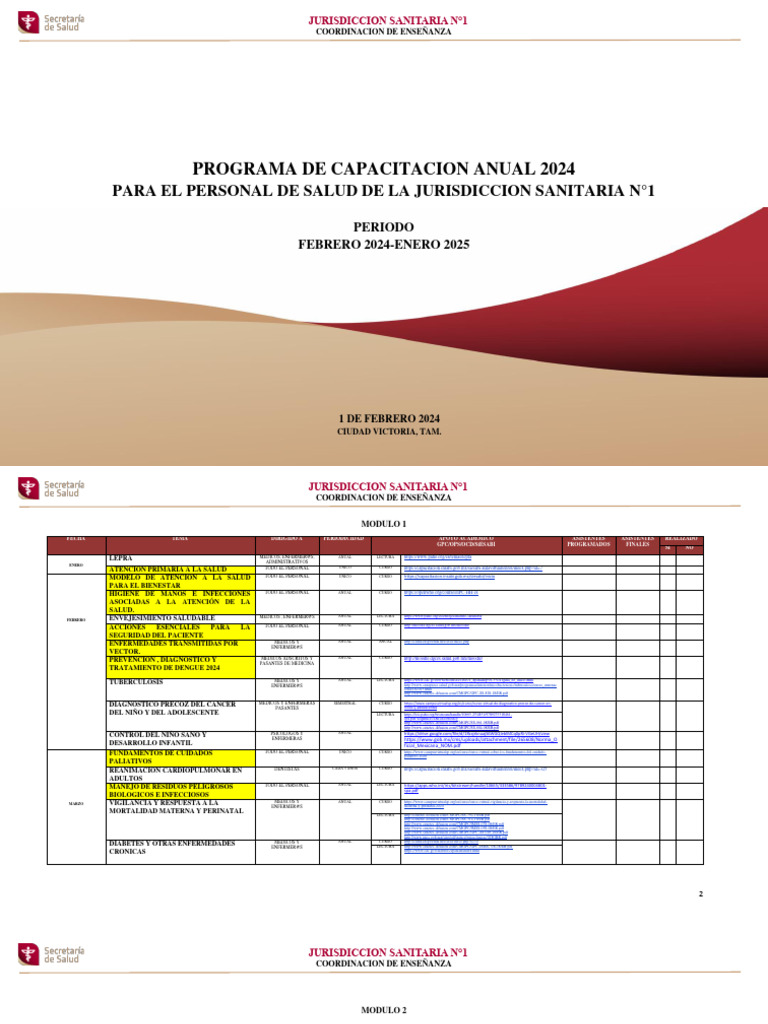 Programa Capacitaciones 2024 | PDF | Organización Panamericana de la Salud | Medicina