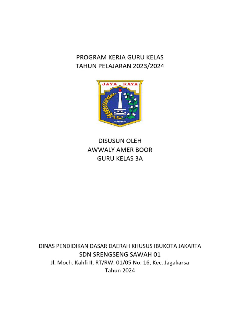 Program Kerja Wali Kelas | PDF
